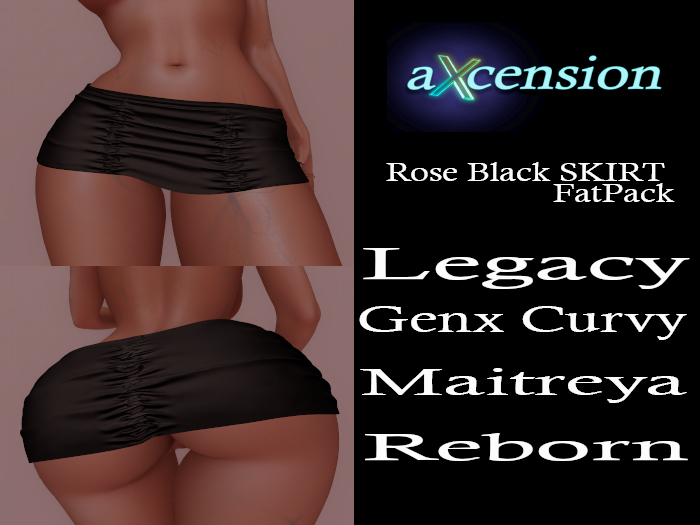Second Life Marketplace Ax Rose Black Skirt Fatpack
